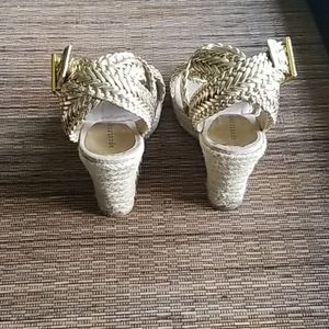 Apostrophe | Shoes | Apostrophe Gold Wedge Sandals | Poshmark